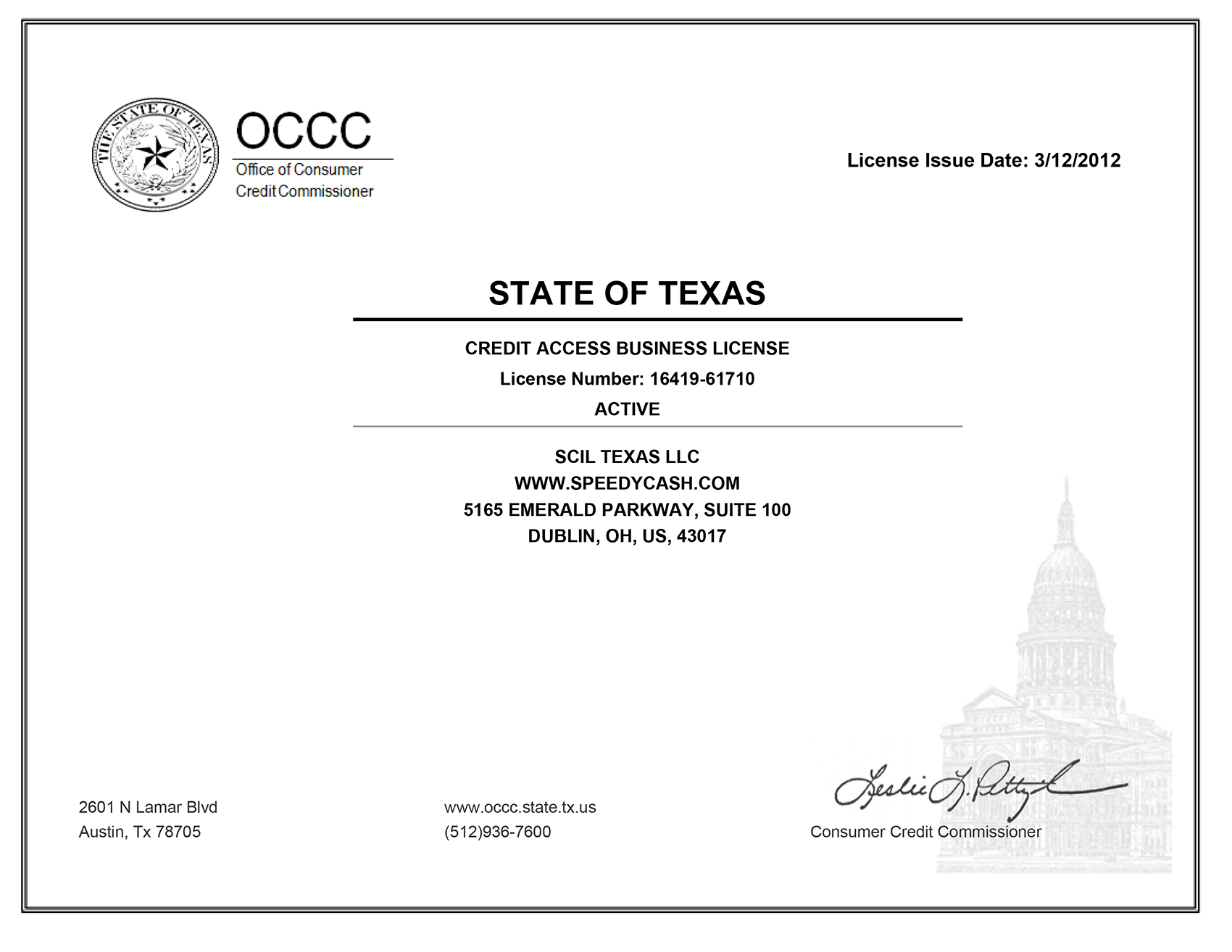 Texas State License